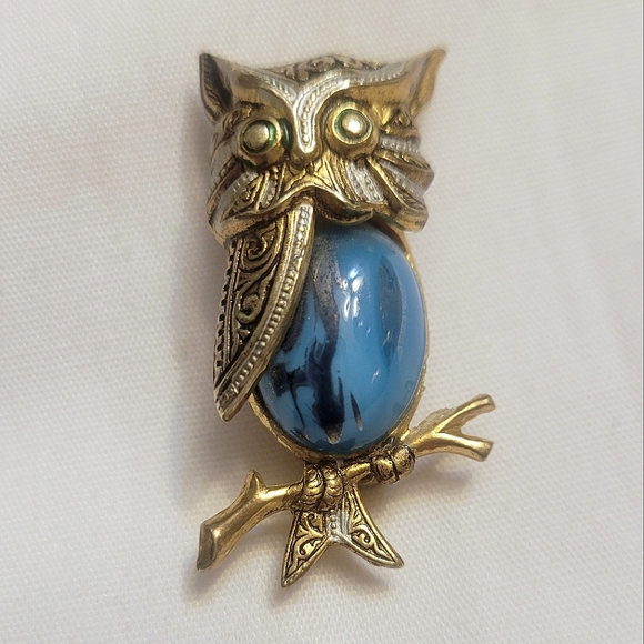 Jewelry | Vintage Damascene Owl Brooch Marked Spain | Poshmark